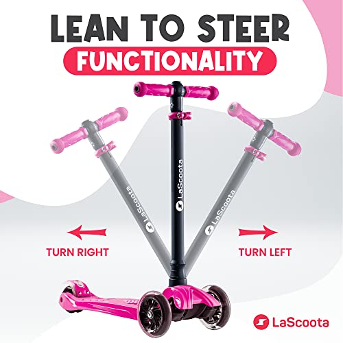 LaScoota 2-in-1 Kids Kick Scooter, Adjustable Height Handlebars and Removable Seat, 3 LED Lighted Wheels and Anti-Slip Deck, for Boys & Girls Aged 3-12 and up to 100 Lbs.