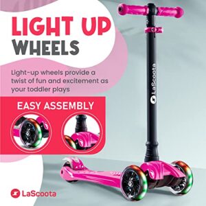 LaScoota 2-in-1 Kids Kick Scooter, Adjustable Height Handlebars and Removable Seat, 3 LED Lighted Wheels and Anti-Slip Deck, for Boys & Girls Aged 3-12 and up to 100 Lbs.