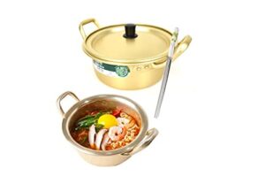 korean ramen noodle pot 6.3"(16cm) + chopstick (1 pair) + dish scrubber, made in korea (standard version)