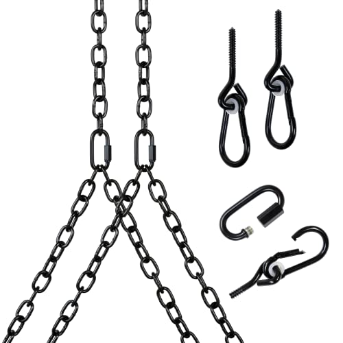 Barn-Shed-Play Heavy Duty 700 Lb Porch Swing Black Hanging Chain Kit (10 Foot Ceiling)