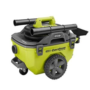 ryobi 18-volt one+ 6 gal. cordless wet/dry vacuum (bare-tool) with hose, crevice tool, floor nozzle and extension wand