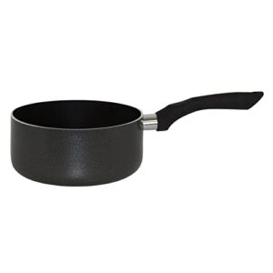 imusa usa 2 quart charcoal exterior sauce pan with nonstick interior and black soft-touch handle