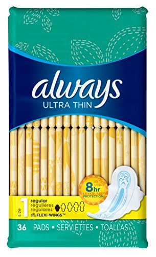 Always Pads Ultra Thin Size 1-36 Count Regular, 36 Count(Pack of 3)