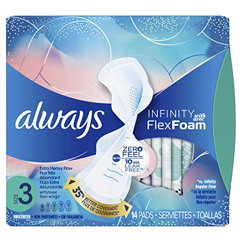 Always Infinity Pads with FlexFoam Size 3 Extra Heavy Flow - 14 Each, Pack of 4