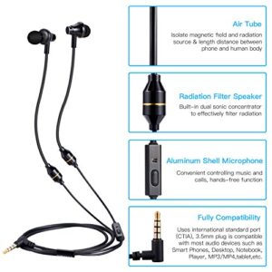 KINDEN Air Tube Headsets - Anti-Drop Headphones Earbuds Binaural Earphone with Microphone,3.5mm Jack for Cell Phones PC MP3 Pad (Black)