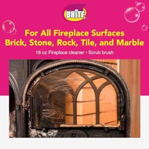 Quick N Brite Fireplace Gel Cleaner with Scrub Brush for Brick, Stone, Rock, Tile, and Marble, Nonabrasive Fireplace Cleaner, Made in the USA, 16 oz