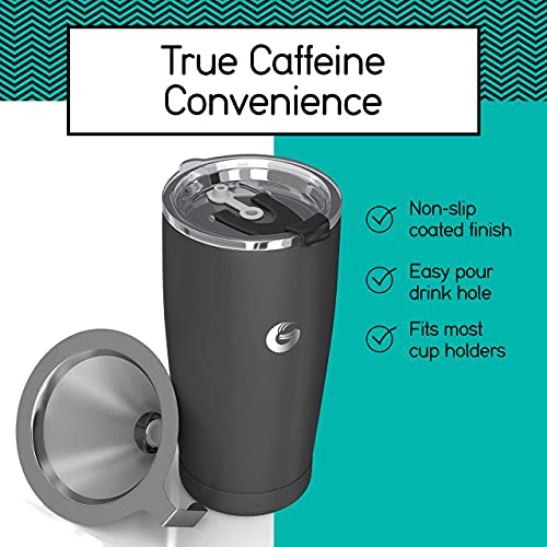 Coffee Gator Coffee Travel Mug - 20 oz Stainless-Steel, Vacuum Insulated Tea and Coffee Tumbler for Women and Men with Leakproof Lid & Paperless Dripper, Silver