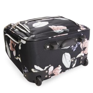 BEBE Women's Valentina-Wheeled Under The Seat Carry-on Bag, Telescoping Handles, Black Floral, One Size