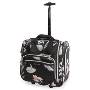 BEBE Women's Valentina-Wheeled Under The Seat Carry-on Bag, Telescoping Handles, Black Floral, One Size