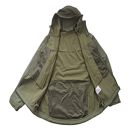 TACVASEN Men Windproof Softshell Tactical Hoodie Fleece Hunting Jacket Coat Army Green,US L