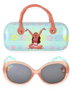 disney moana girls sunglasses for kids with matching glasses case and uv protection for toddlers (one size, moana)