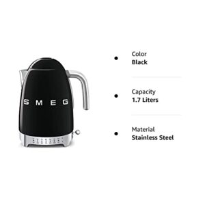 Smeg Black Stainless Steel 50's Retro Variable Temperature Kettle