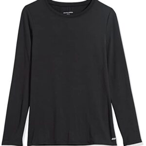 Amazon Essentials Women's Tech Stretch Long-Sleeve T-Shirt (Available in Plus Size), Black, Large