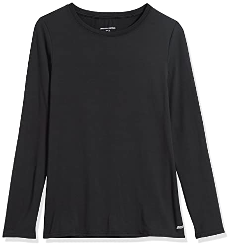 Amazon Essentials Women's Tech Stretch Long-Sleeve T-Shirt (Available in Plus Size), Black, Large