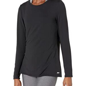 Amazon Essentials Women's Tech Stretch Long-Sleeve T-Shirt (Available in Plus Size), Black, Large