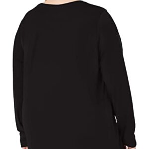 Amazon Essentials Women's Tech Stretch Long-Sleeve T-Shirt (Available in Plus Size), Black, Large