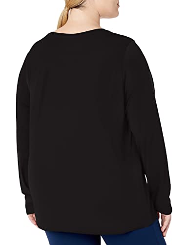 Amazon Essentials Women's Tech Stretch Long-Sleeve T-Shirt (Available in Plus Size), Black, Large