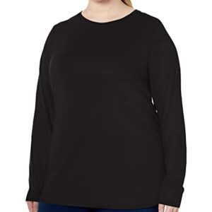 Amazon Essentials Women's Tech Stretch Long-Sleeve T-Shirt (Available in Plus Size), Black, Large