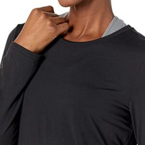 Amazon Essentials Women's Tech Stretch Long-Sleeve T-Shirt (Available in Plus Size), Black, Large