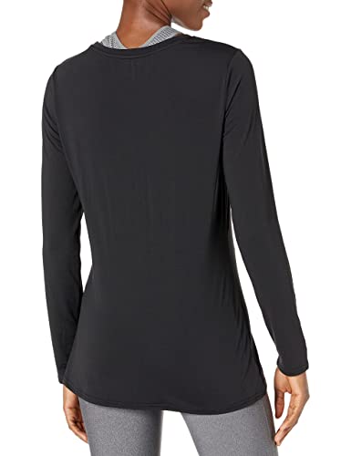 Amazon Essentials Women's Tech Stretch Long-Sleeve T-Shirt (Available in Plus Size), Black, Large