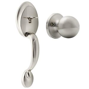 gobrico satin nickel exterior door handleset for right and left handed door-1 pack