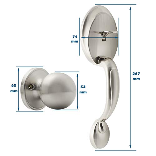 Gobrico Satin Nickel Exterior Door HandleSet for Right and Left Handed Door-1 Pack