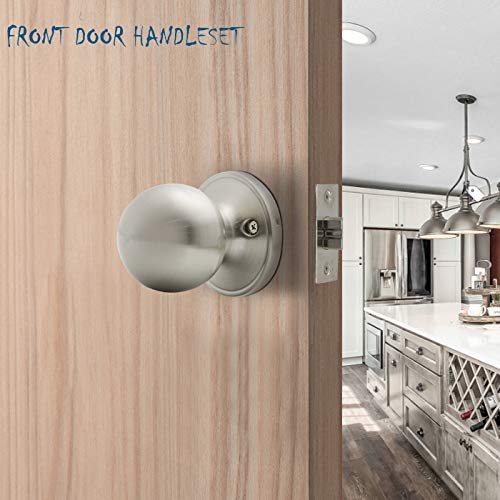 Gobrico Satin Nickel Exterior Door HandleSet for Right and Left Handed Door-1 Pack