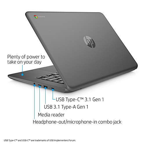 HP Chromebook 14-inch -Laptop -with 180-Degree -Hinge, Intel Celeron N3350 -Processor, 4 GB -RAM, 16 GB eMMC Storage, Chrome OS (14-ca020nr, Gray)