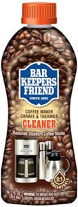 bar keepers friend coffee maker cleaner (12 oz) - removes oily residue, tannins and stains - for single-cup and automatic drip coffee makers and espresso machines