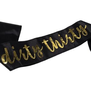 Happy Birthday Tiara and Sash Set - Rhinestone Queen Tiara with Dirty Thirty Satin Sash Decoration for 30th Birthday