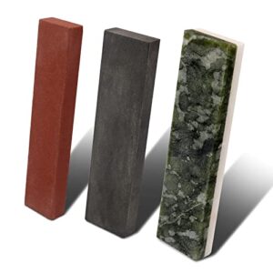 cbright sharpening stone set - 3pcs knife sharpener grinding and polishing pocket size whetstone set polishing assorted size oil stone (8000#-10000#,800#,320#)