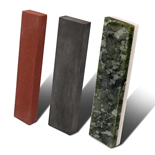 CBRIGHT Sharpening Stone Set - 3pcs Knife Sharpener Grinding and Polishing Pocket Size Whetstone Set Polishing Assorted Size Oil Stone (8000#-10000#,800#,320#)