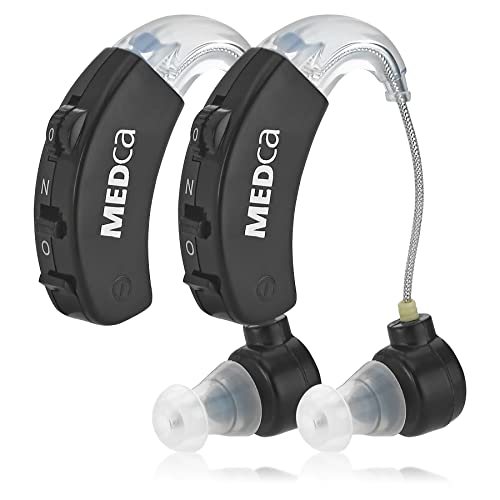 Behind The Ear Sound Amplifier - BTE Hearing Ear Amplification Device and Digital Sound Enhancer PSAD for The Hard of Hearing, Noise Reducing Feature, Black, by MEDca