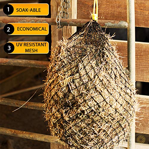 Texas Haynet - Small Hole Slow Feeder Hay Net - American Made Nylon Rope Haynet for Horses - Perfect for Trailering - Easily Holds 2 to 4 Flakes with 1.5” Holes