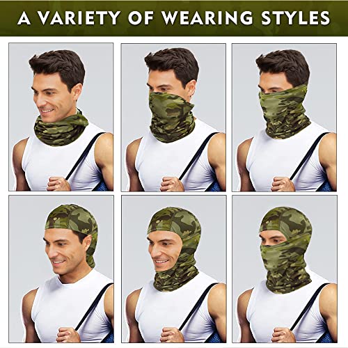 Military Camo Face Mask Bandana Balaclava Hood Headwear for Men Women Tactical Training Cycling Ski Wind-Resistant Hunting