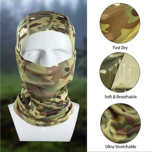 Military Camo Face Mask Bandana Balaclava Hood Headwear for Men Women Tactical Training Cycling Ski Wind-Resistant Hunting