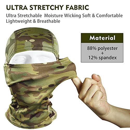 Military Camo Face Mask Bandana Balaclava Hood Headwear for Men Women Tactical Training Cycling Ski Wind-Resistant Hunting