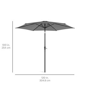 Best Choice Products 10ft Outdoor Steel Polyester Market Patio Umbrella w/Crank, Easy Push Button, Tilt, Table Compatible - Gray