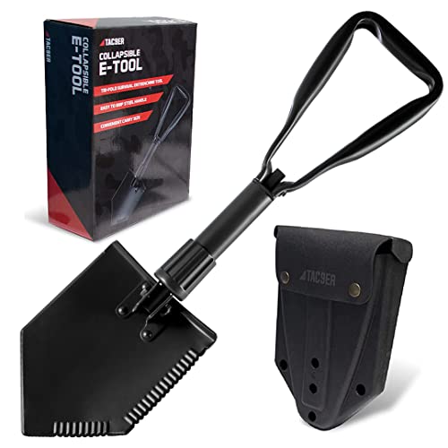 TAC9ER Heavy Duty Folding Shovel Survival Tool for Car or 4x4 | Portable Foldable Camping Shovel | Small Survival Shovel for Digging | Emergency Tactical Shovel | Military Evacuation E-Tool Shovel