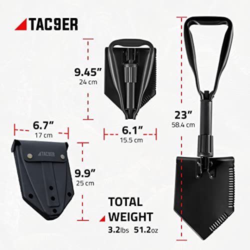 TAC9ER Heavy Duty Folding Shovel Survival Tool for Car or 4x4 | Portable Foldable Camping Shovel | Small Survival Shovel for Digging | Emergency Tactical Shovel | Military Evacuation E-Tool Shovel