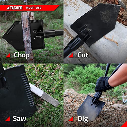 TAC9ER Heavy Duty Folding Shovel Survival Tool for Car or 4x4 | Portable Foldable Camping Shovel | Small Survival Shovel for Digging | Emergency Tactical Shovel | Military Evacuation E-Tool Shovel