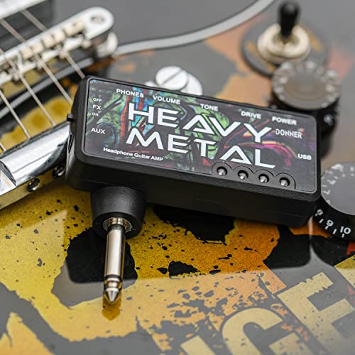 Donner Guitar Headphone Amp Heavy Metal USB Rechargeable Mini Pocket Headphone Amplifier for Electric Guitar