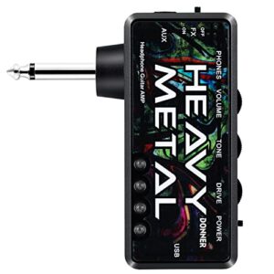 Donner Guitar Headphone Amp Heavy Metal USB Rechargeable Mini Pocket Headphone Amplifier for Electric Guitar