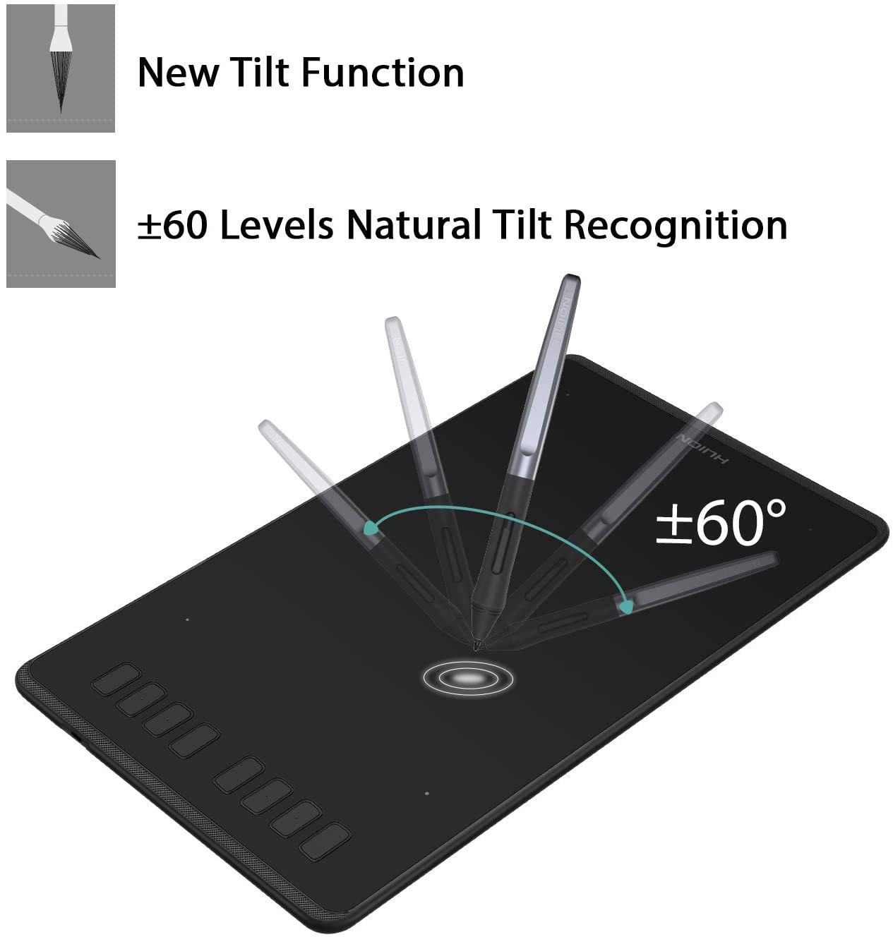 Huion Inspiroy H950P Graphics Drawing Tablet with Tilt Feature Battery-Free Pen 8192 Pressure Sensitivity and 8 User-Defined Shortcuts,Compatible with Mac, Linux(Ubuntu), Windows PC, and Android