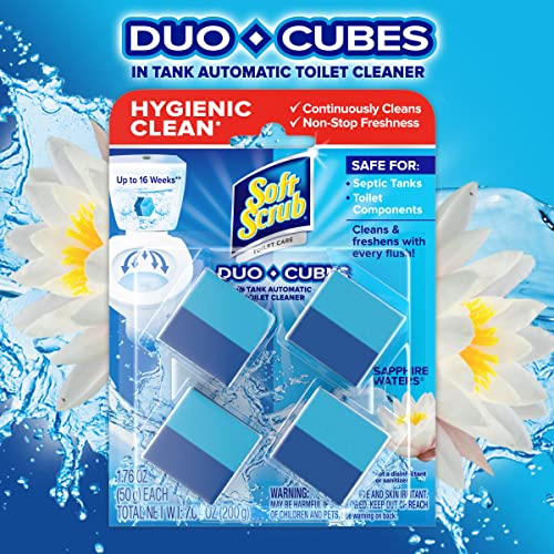 Soft Scrub In-Tank Toilet Cleaner Duo-Cubes, Sapphire Waters, 4 Count