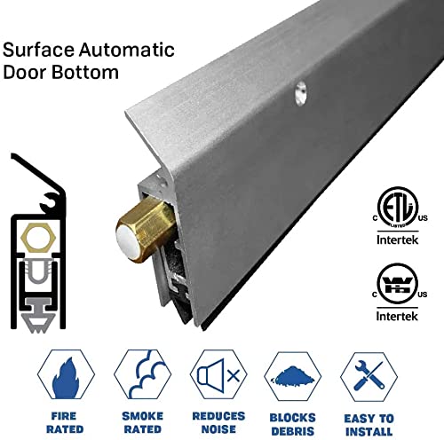 Fire Rated/Light Duty/Surface Mounted Automatic Door Bottom (7123CA) with Solid Rubber Extrusion, SMS # 6 x 1'' Supplied, (48'' L x 19/32" W x 2" H)