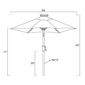 FLAME&SHADE 10 ft Solar Powered Outdoor Market Patio Table Umbrella with LED Lights and Tilt, Beige