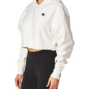 Champion womens Reverse Weave Cropped Cut-off Hoodie, Left Chest C Hooded Sweatshirt, White-549302, Medium US