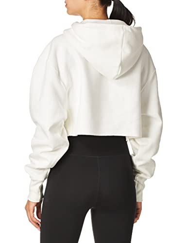 Champion womens Reverse Weave Cropped Cut-off Hoodie, Left Chest C Hooded Sweatshirt, White-549302, Medium US