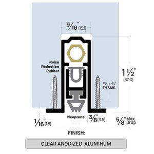 Fire Rated/Light Duty/Concealed Automatic Door Bottom with Solid Rubber Extrusion (7023CA), SMS # 6 x 1/2'' Supplied, (9/16'' W x 1-1/2'' H x 48'' L)